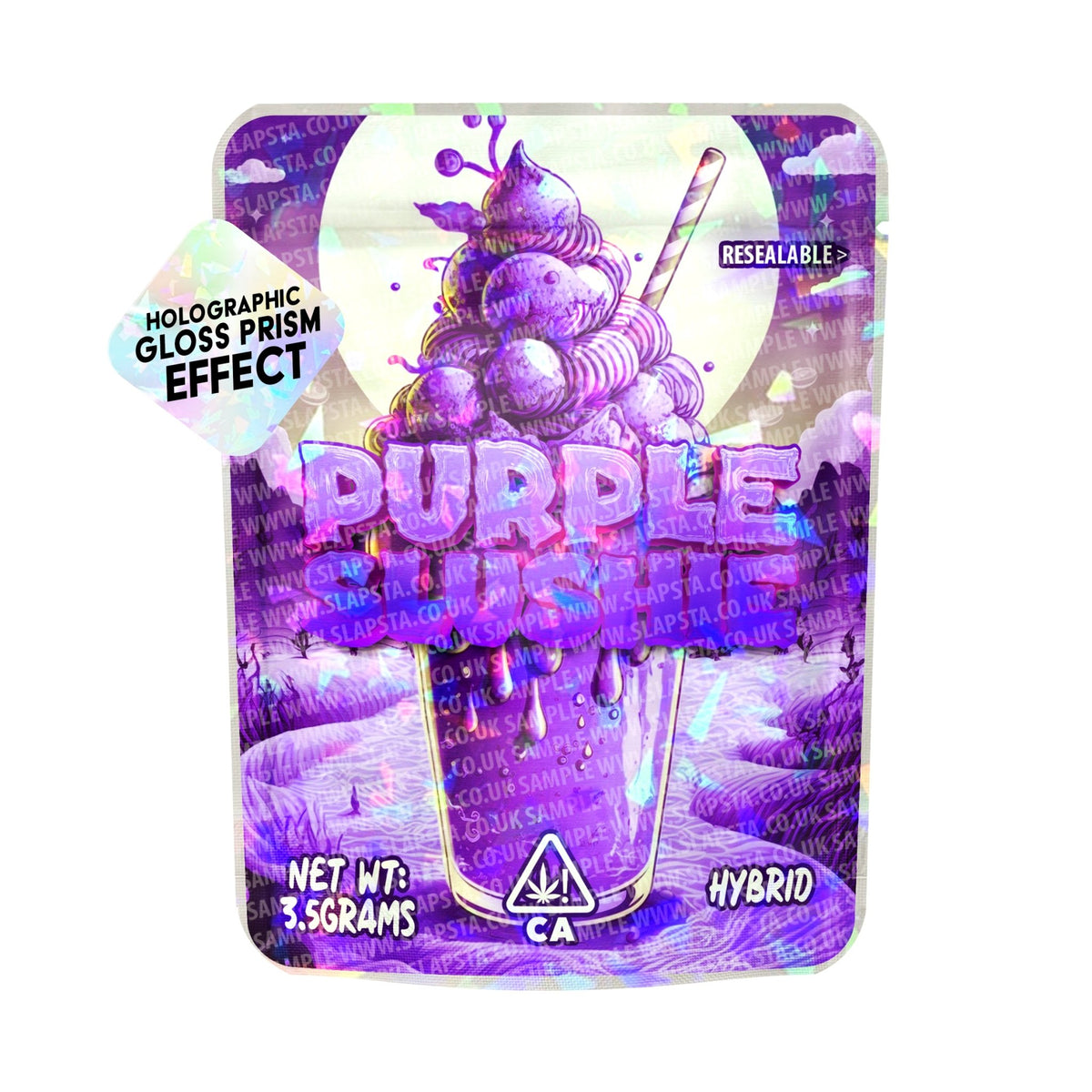 Purple Slushie Holographic Prism Mylar Bags | SLAPSTA
