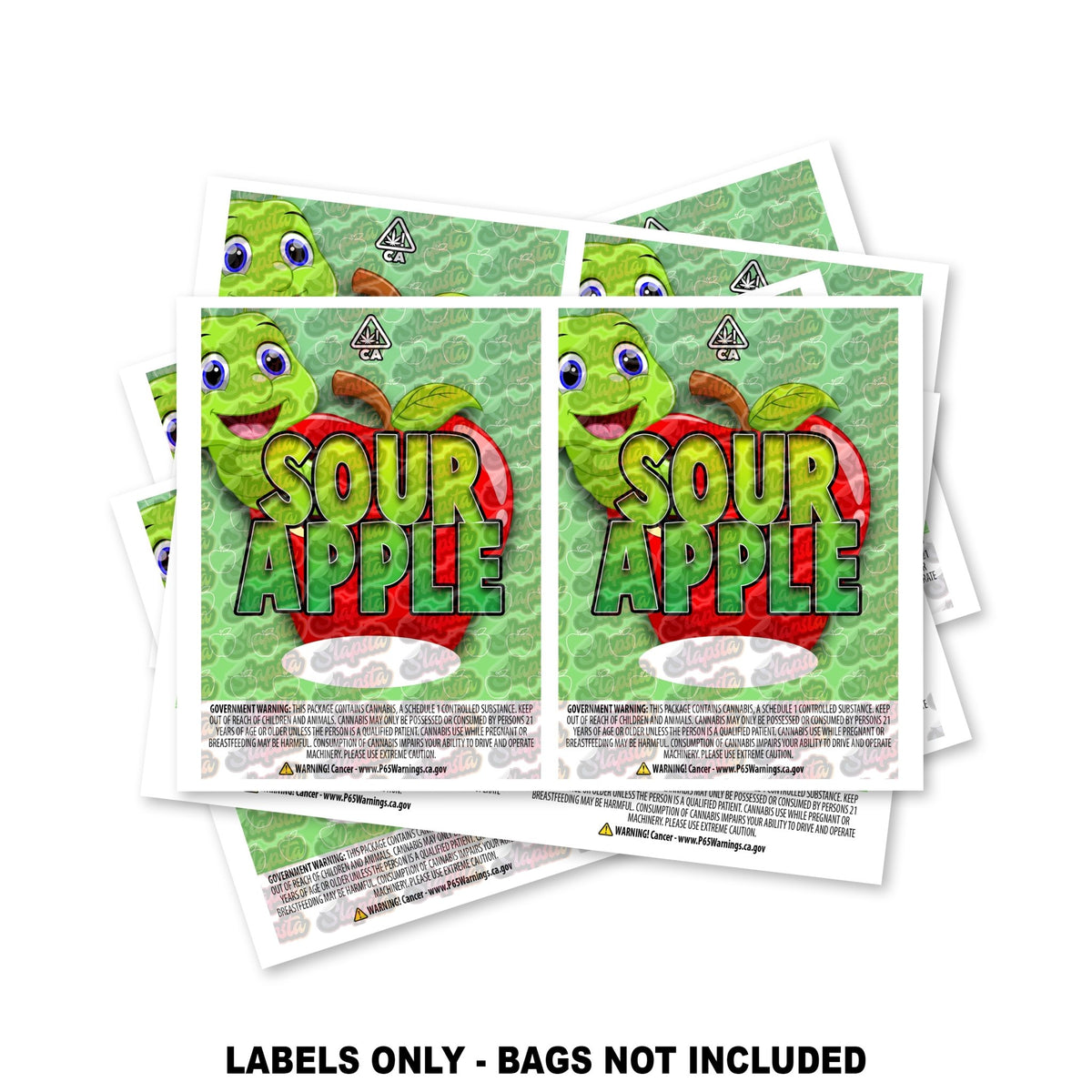 SLAPSTA - Sour Apple 2 Mylar Bag Labels ONLY
