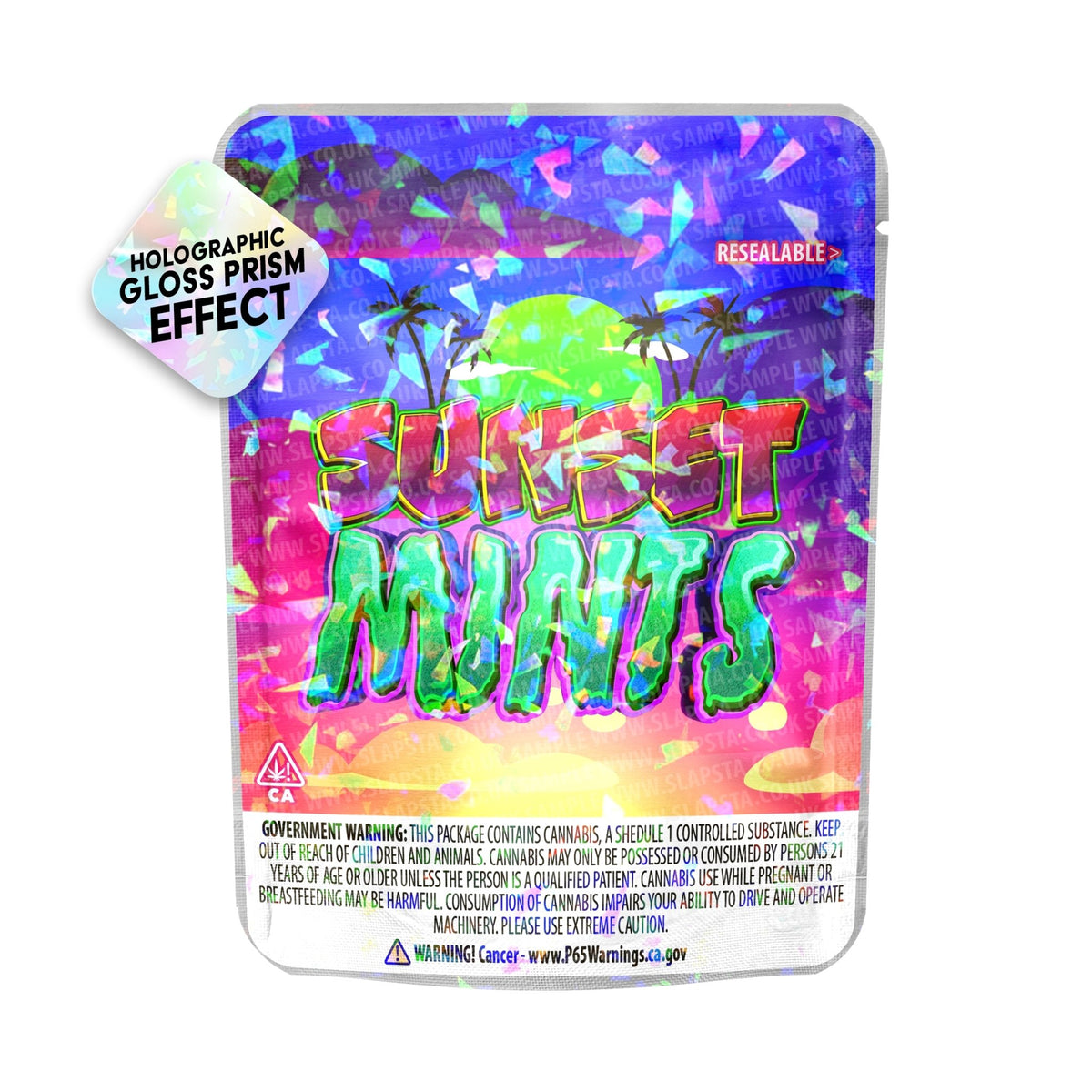 Sunset Mints Holographic Prism Mylar Bags | SLAPSTA