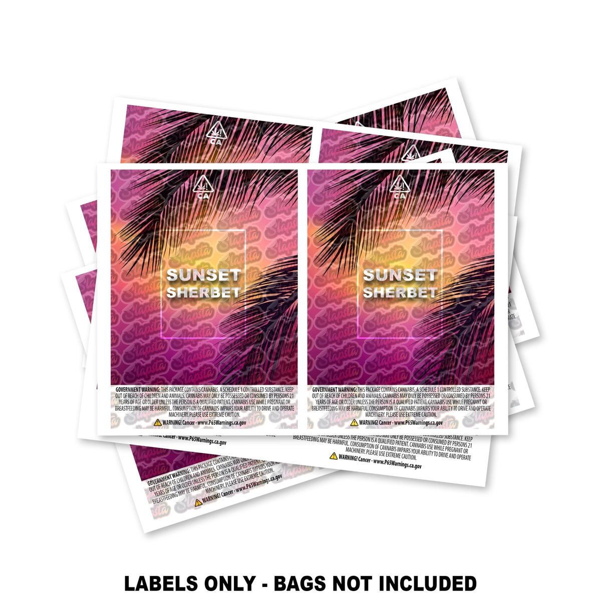 SLAPSTA - Sunset Sherbet Mylar Bag Labels ONLY