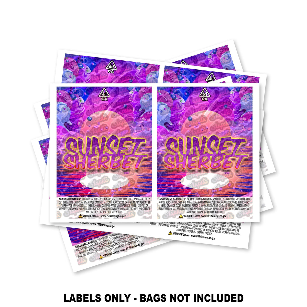 SLAPSTA - Sunset Sherbet Mylar Bag Labels ONLY
