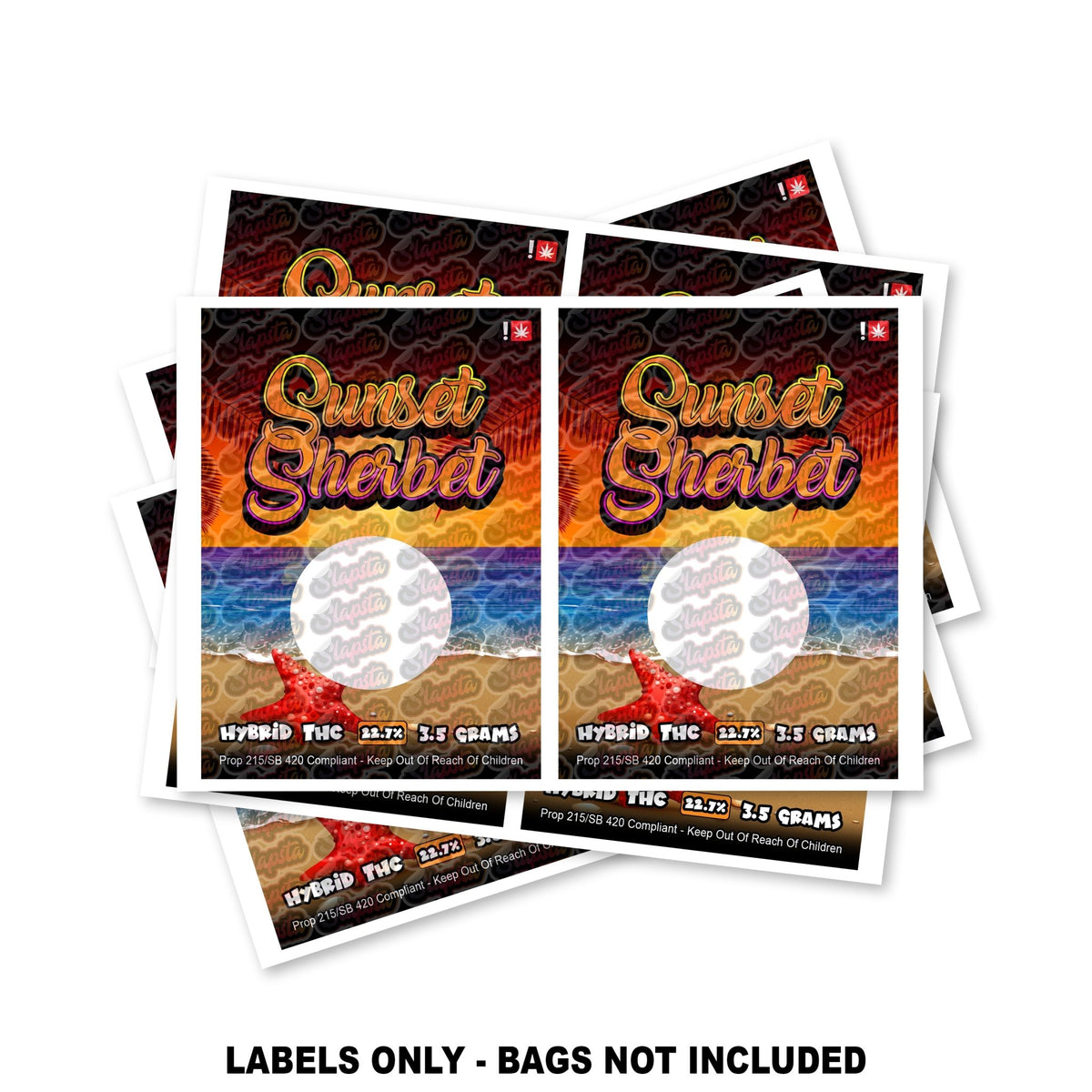SLAPSTA - Sunset Sherbet Mylar Bag Labels ONLY