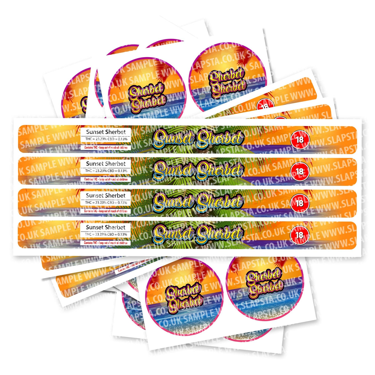SLAPSTA - Sunset Sherbet Pressitin Strain Labels