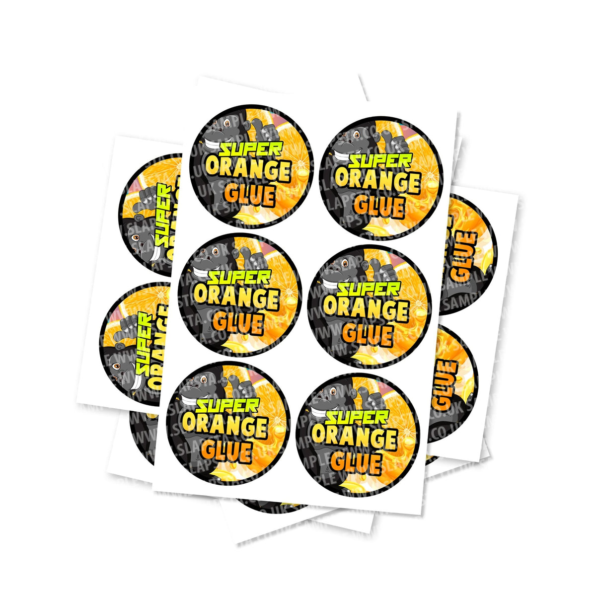 SLAPSTA - Super Orange Glue Circular Stickers