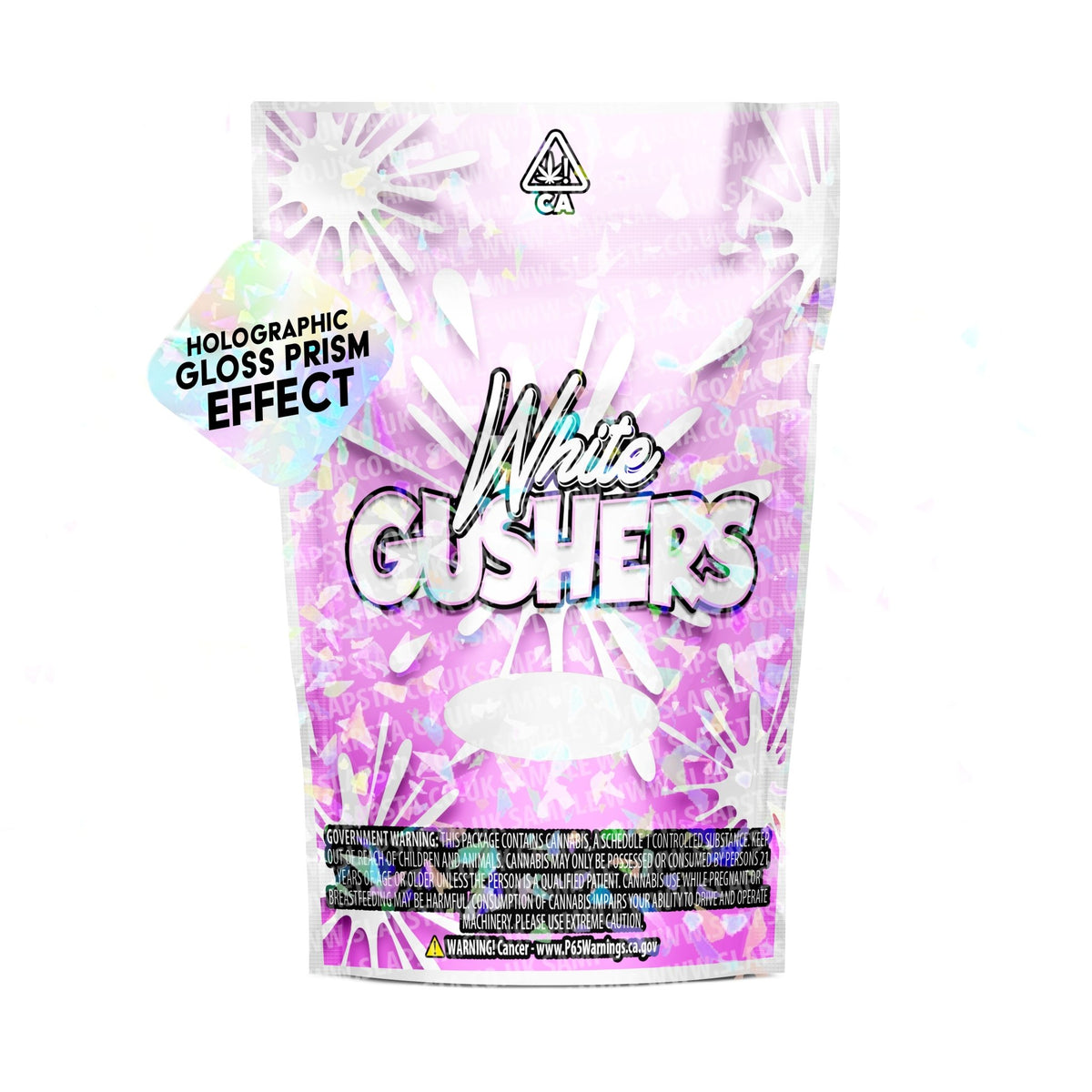White Gushers Holographic Prism Mylar Bags | SLAPSTA