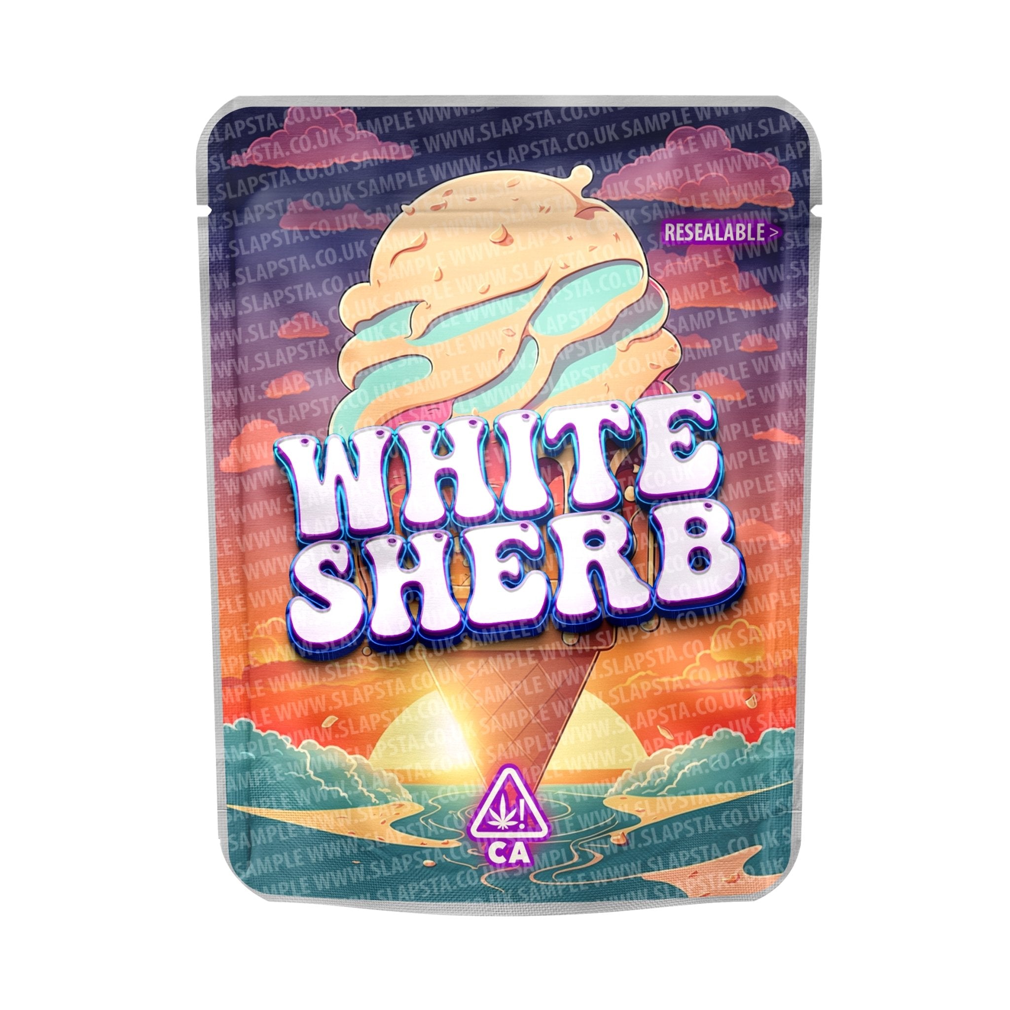 SLAPSTA - White Sherb Mylar Pouches Pre-Labeled