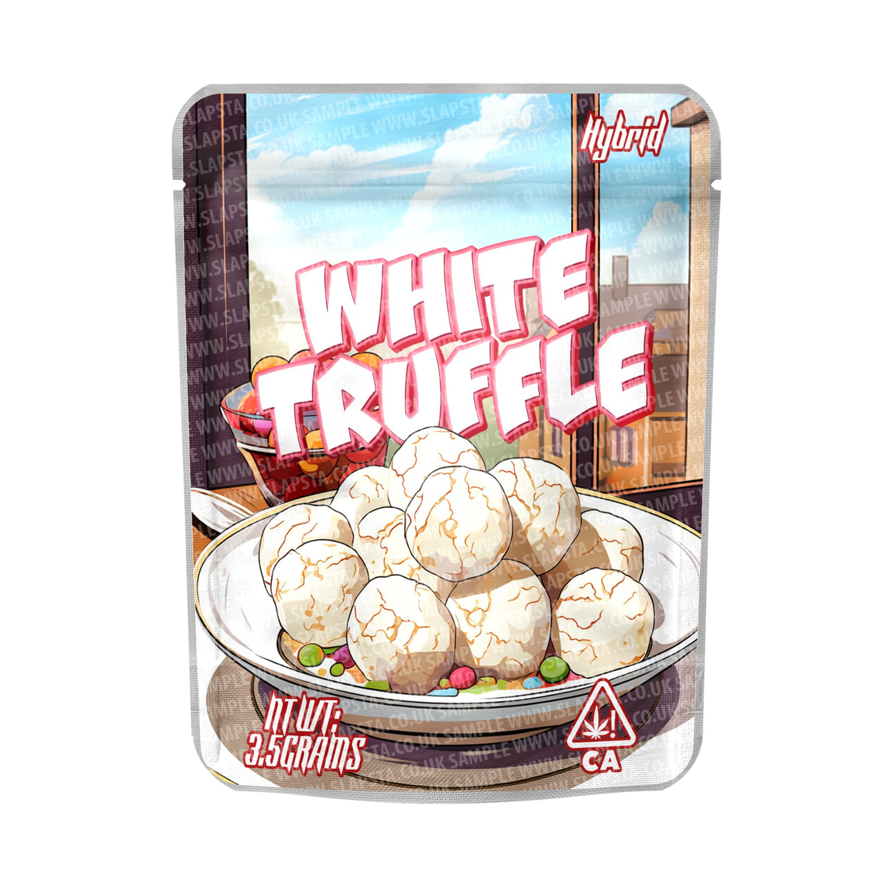 SLAPSTA - White Truffle Mylar Pouches Pre-Labeled
